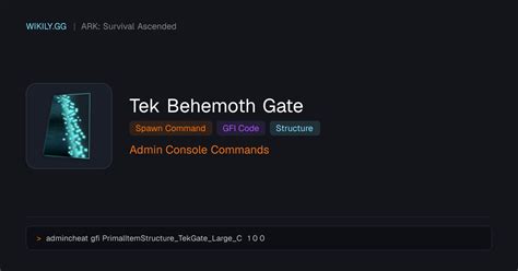 Tek Behemoth Gate Spawn Command Gfi Code Ark Survival Ascended