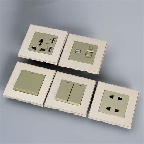Plastic Frame Aluminum Brushed Panel Modular Multi Function Design Wall Switch Socket Aluminum