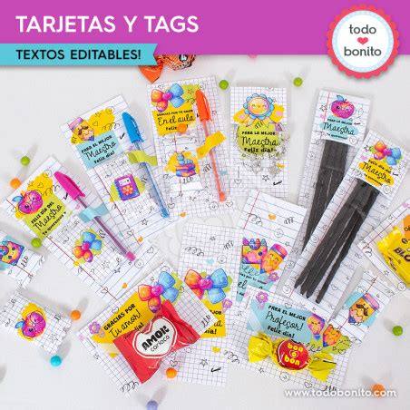 Tarjetas Y Tags Imprimibles Día Del Maestro