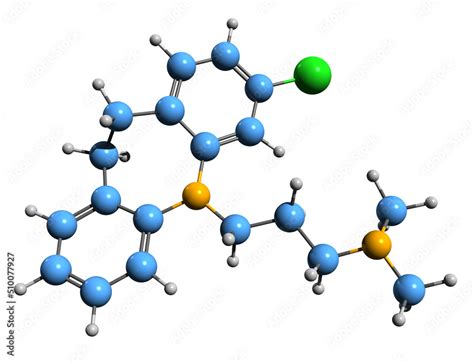 3d Image Of Clomipramine Skeletal Formula Molecular Chemical Structure Of Tricyclic