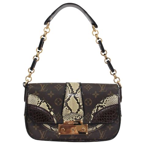 Louis Vuitton Python Monogramissime Pochette Brown Cloth Ref 920322 Joli Closet