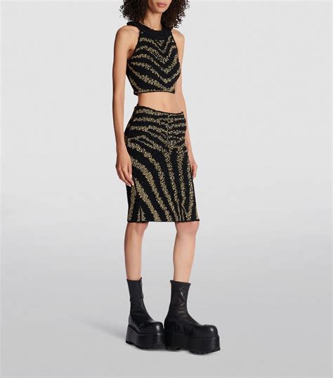 Balmain Black Embellished Mini Skirt Harrods Uk