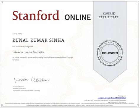 kunal kumar sinha on linkedin statistics stanfordonline coursera