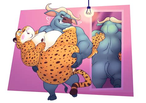 Rule 34 Anthro Ass Belly Benjamin Clawhauser Big Butt Blush Butt Grab