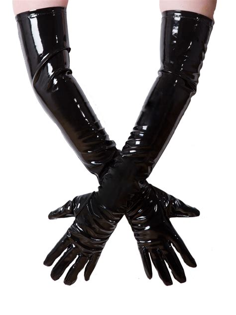 Black Pvc Long Gloves Honour Clothing