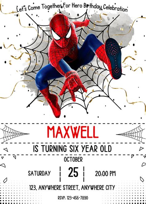 Editable Spiderman Birthday Invitation Template Printable Etsy Australia