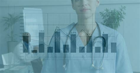 Medical Data Charts Image Over Smiling Healthcare Professional In