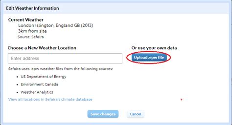 uploading your own weather file to the web application sefaira support