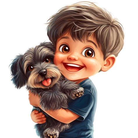 Feliz Garoto Segurando Fofa Cachorro 55544103 Png