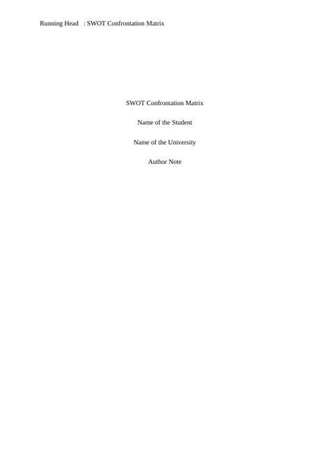 Swot Confrontation Matrix Desklib