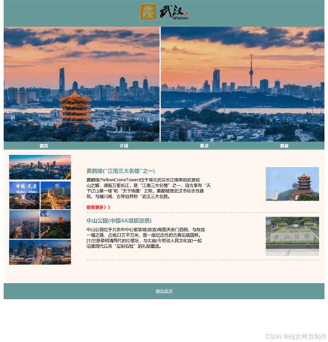 76 Web前端网页案例——【我的家乡武汉旅游主题精品网页（ 5页）】 大学生期末大作业 Html5css3武汉网页介绍原文件 Csdn博客