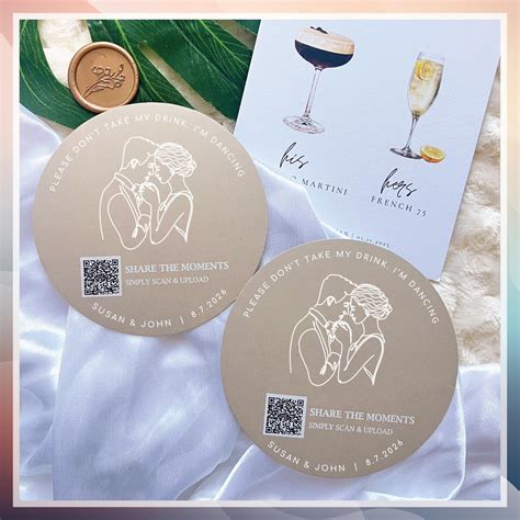 Custom Wedding Coasters Wedding Drink Favors Drink Coasters Qr Code