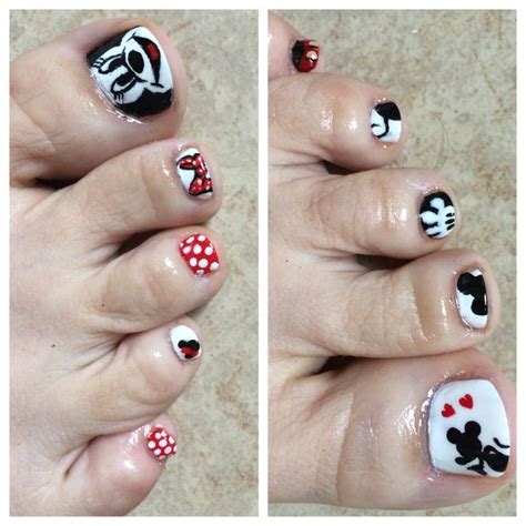 Mickey Mouse And Minnie Mouse Pedicure Nails Paw Print Tattoo