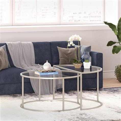 Hennand Hart Satin Nickel Nested Coffee Table Set Hennandhart Shopstyle Living Room Collections
