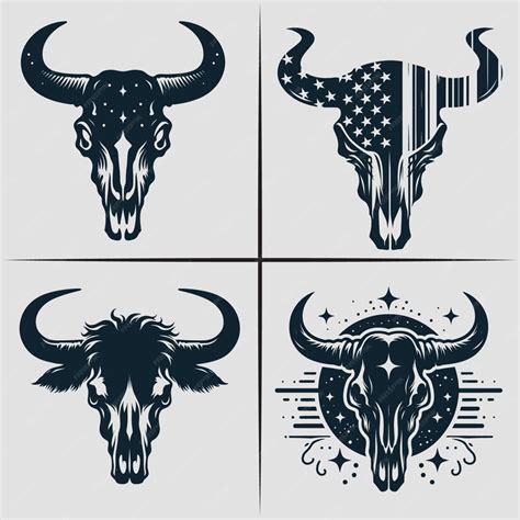 Premium Vector Cow Skull Vector Bundle File Black And White Cow Skull