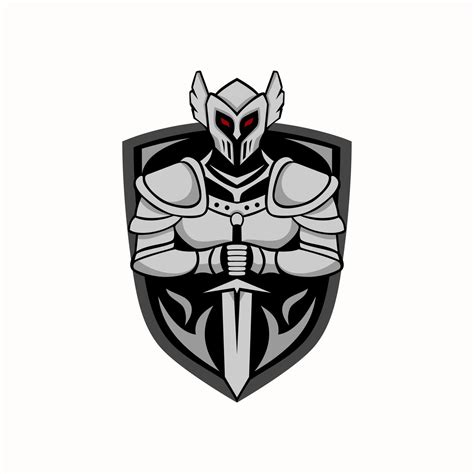 White Knight Logo With Sword In Shield 49964213 Vector Art At Vecteezy
