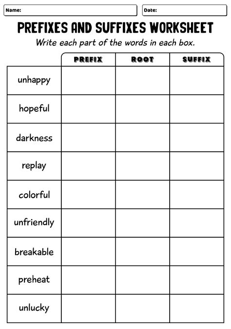 Prefix And Suffix Worksheets 2nd Grade