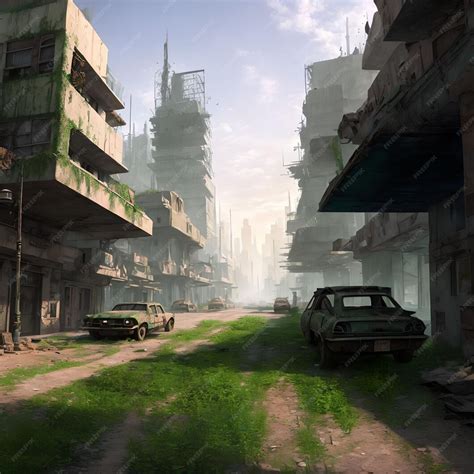 Premium Photo Post Apocalyptic City With Highway Generative Art By Ai