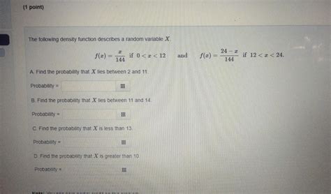 Solved The Following Density Function Describes A Random