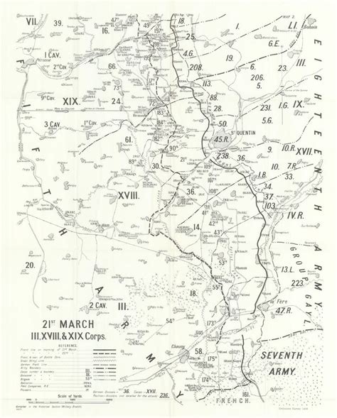 Operation Michael 21 March 1918 Iii Xviii And Xix Corps Ww1 1935 Old Map