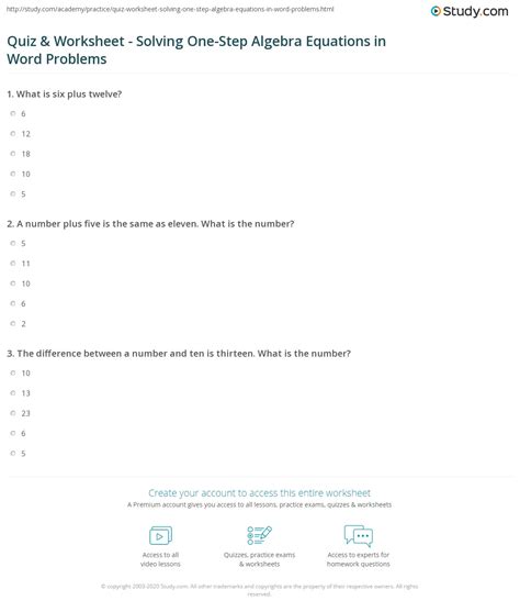 Variables And Equations Word Problem Worksheets Worsheets Library