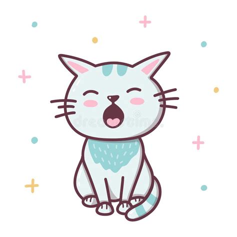 Cheerful Screaming Cat In A Cute Style Vector Stock Illustration