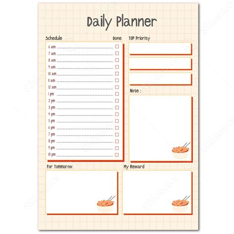Plan Planner Daily Scrapbook Paper Korean Food Printable Cute Word