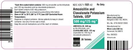 Amoxicillin Clav Tab 500 125mg 20 Btl Ndc 65862050220 Non Returnable