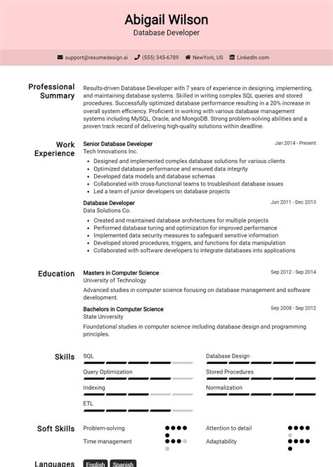24 Database Developer Resume Examples And Templates For 2024 Expert