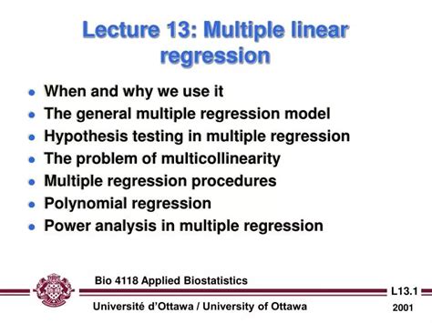 Ppt Lecture 13 Multiple Linear Regression Powerpoint Presentation