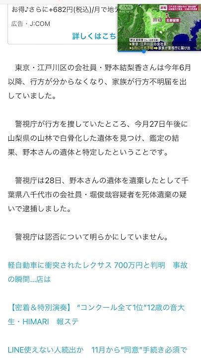 2023年6月以降行方不明に！江戸川区の野本結梨香 1127山梨県山林白骨遺体発見 特定！千葉県八千代市 堀俊哉 逮捕！ Youtube
