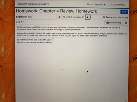 Math 227 Statistics Spring 2019 Marina Grigoryan 1 4131 9 107 Am