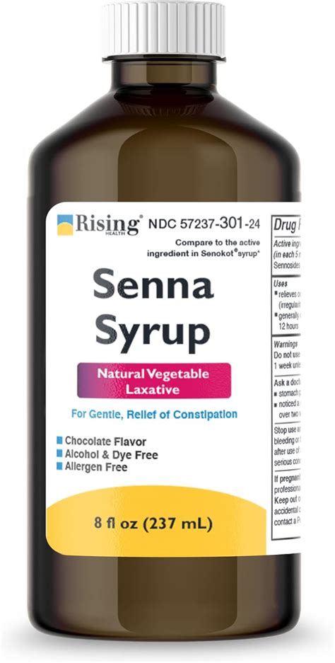 Rising Health Natural Vegetable Laxative Senna Sennosides Syrup 88mg5ml