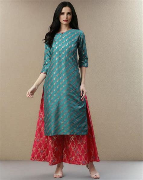 Buy Foil Print Straight Kurta With Palazzo Online At Best Prices In