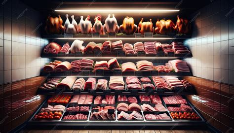 Exhibición De Carne En Una Carnicería Que Muestra Una Variedad De