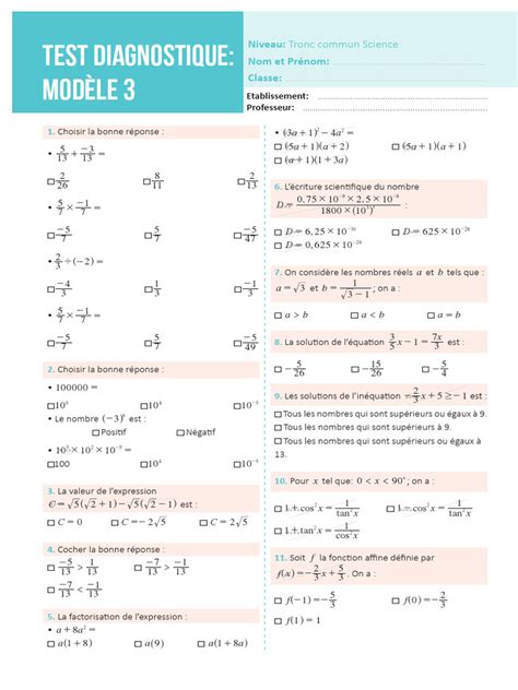 Test Diagnostique Modele 3 Pdf