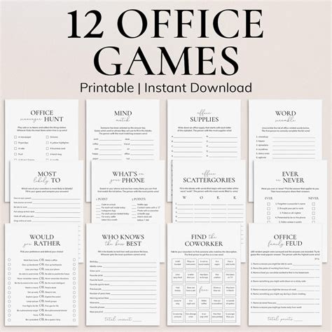 Printable Office Games For Work Games Team Building Games And