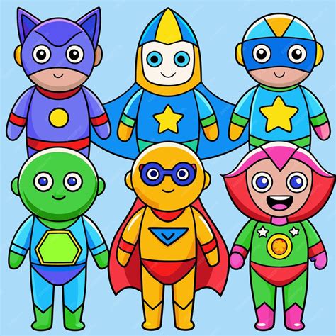Premium Vector Adorable Superhero Cartoon Characters A Collection Of Iconic Designs