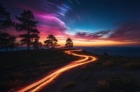 Glowing Trails Premium Ai Generated Image