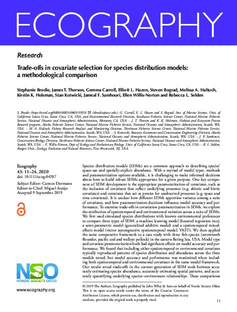 Pdf Trade‐offs In Covariate Selection For Species Distribution Models