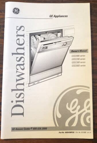 Ge Dishwashers Owners Manual Models Gsd2000 Gsd2200 Gsd2300