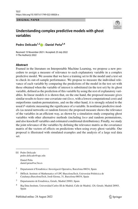 Pdf Understanding Complex Predictive Models With Ghost Variables