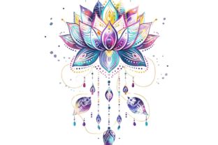 Boho Lotus Flower Clipart Graphic By Ikota Design · Creative Fabrica