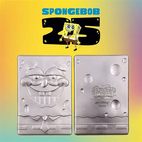 Spongebob Squarepants 25th Anniversary 999 Silver Plated Ingot