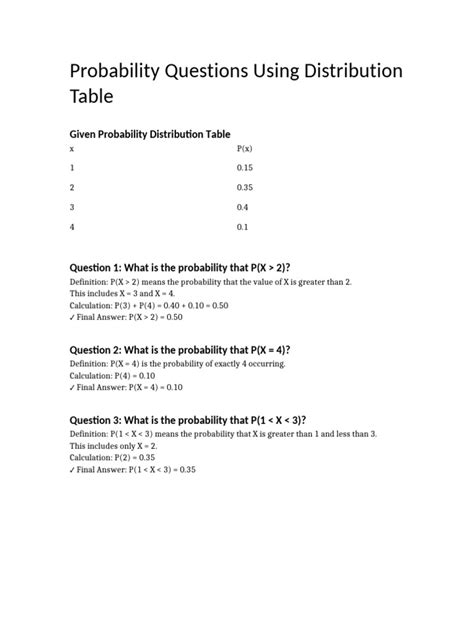Probability Distribution Questions Pdf