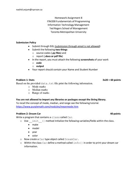 homework assignment 8 nashid ryerson homework assignment 8 itm200