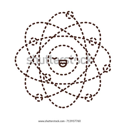 Atom Cartoon Kawaii Monochrome Dotted Silhouette Stock Vector Royalty