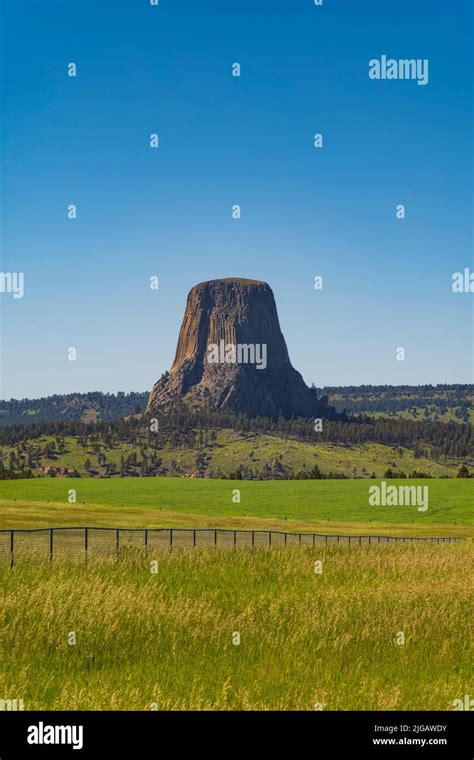 The Devils Tower A Geologic Feature That Protrudes Out Of The Prairie