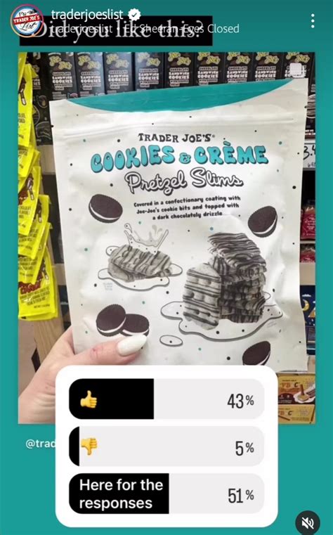 trader joe s cookies and crème pretgel slims rated 43 👍 trader joe s list