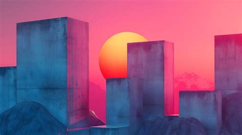 Premium Photo Surreal Pink Sunset Behind Monolithic Structures